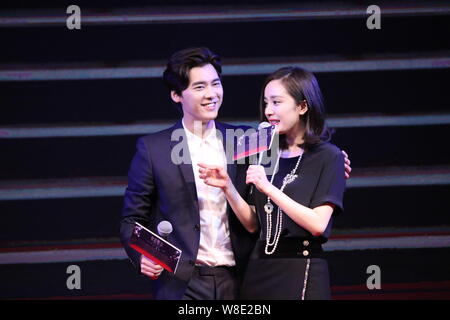 Chinese actor Li Yifeng speaks at a premiere for the new movie "Batman ...