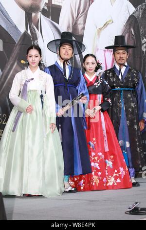 Chae Yu-jung of South Korea, with Seo Seung-jae, serves during a ...