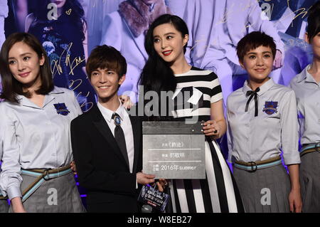 (From left) Chinese actress Yang Mi, Hong Kong kungfu superstar and ...
