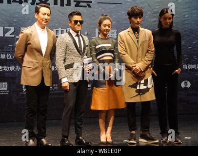 (From left) Chinese actor Kou Zhenhai, Hong Kong singer and actor Aaron ...