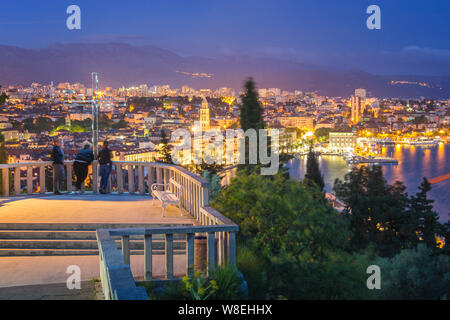 Panoramic View of beautiful Split at Night, Croatia Stock Photo - Alamy
