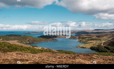 View over Ardvar, Loch Ardbhair and islands out to sea on the north ...