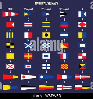 International maritime signal nautical flags, morse alphabet Stock ...