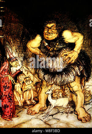 Fairy tale fantasy ogre character walking wearing medieval costume. 3D ...
