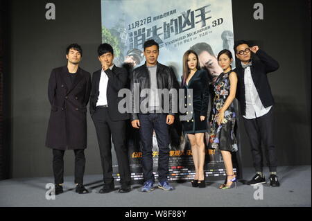 Chinese actor Guo Xiaodong, left, Chinese director Lou Ye, center, and ...