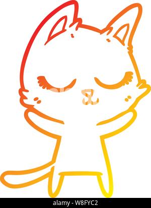 warm gradient line drawing of a calm cartoon cat Stock Vector Image ...
