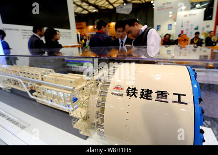 --FILE--Models of railway construction machines are on display at the ...