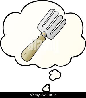 cartoon fork with thought bubble in smooth gradient style Stock Vector ...