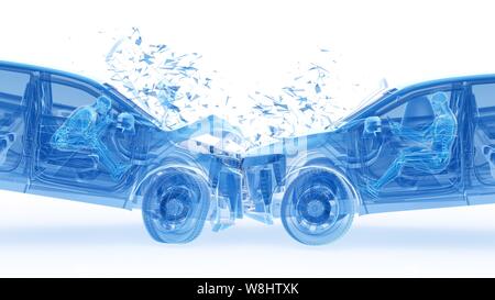 Head-on car crash, computer illustration Stock Photo - Alamy
