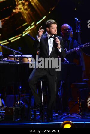 Michael Buble, Canadian singer, performs prior to the FIFA World Cup ...