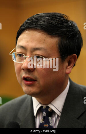 Chen Jining, Minister of Environmental Protection of China, speaks at a ...
