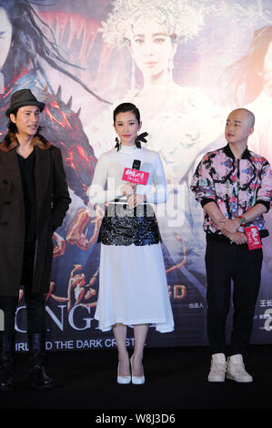 (From left) Chinese actor Bao Beier, model and actress Du Juan, actress ...