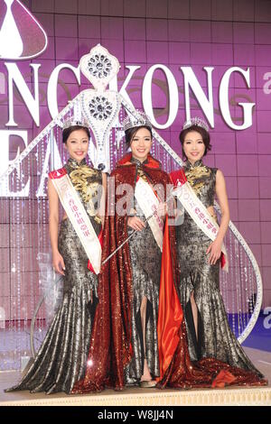 Winner Louisa Mak Ming-sze reacts after the finale of the Miss Hong ...