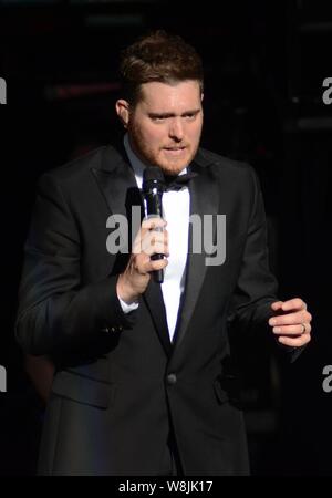 Canadian singer Michael Buble performs at his concert in Shanghai ...