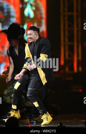 Taiwanese singer Wilber Pan performs at his concert in Taipei, Taiwan ...