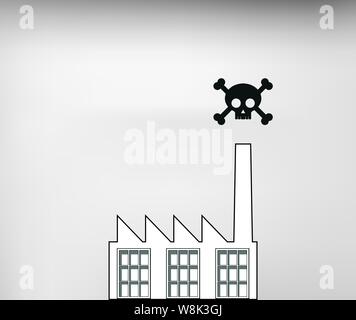 Toxic Chemical Pollution from Pipe Destroying Nature, Vector Cartoon ...