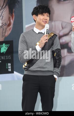 Singaporean singer JJ Lin speaks during the "GQ Men Of The Year Awards ...