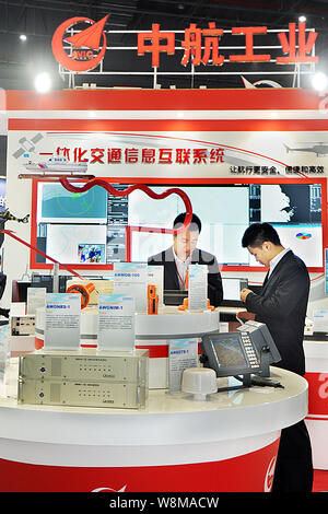 --FILE--People visit the stand of AVIC (Aviation Industry Corporation ...