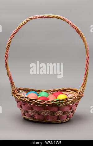 Colorful easter eggs on grey cement background Stock Photo - Alamy