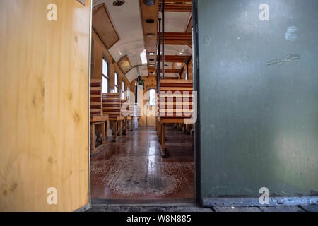 Third class passenger carriage of narrow gauge steam train from 1930's ...