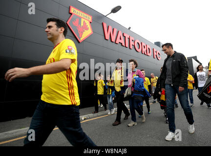 Watford fans make their way to the ground before the Sky Bet ...