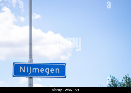 City limit sign of Nijmegen, The Netherlands isolated on a white ...