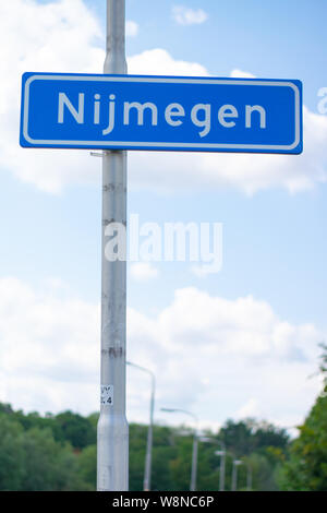 City limit sign of Nijmegen, The Netherlands isolated on a white ...