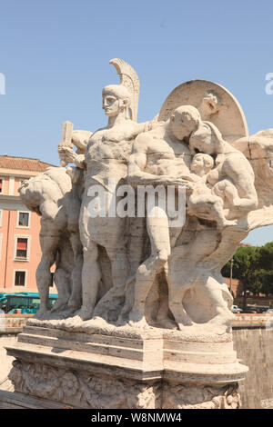 Roman Gladiator Sculpture, Stone Carving or Bas-Relief on the Marble ...