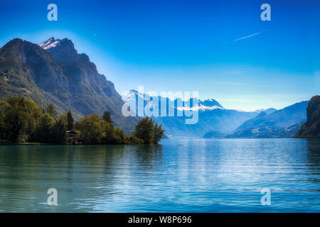 Beautiful blue water of Lake Walensee in Switzerland Stock Photo - Alamy