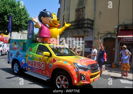 Passage of a Haribo advertising car in the Tour de France caravan in ...