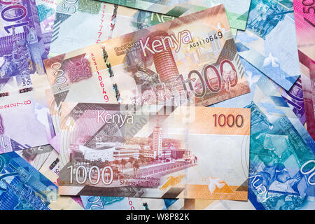 New 2019 Kenyan 1000 Shilling bank notes on other bank notes in various ...