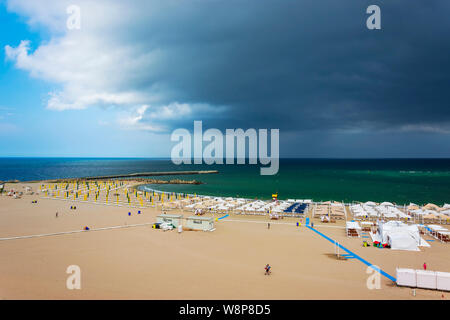 CONSTANTA, ROMANIA - AUGUST 4, 2019. Reyna Beach and terrace at Faleza ...