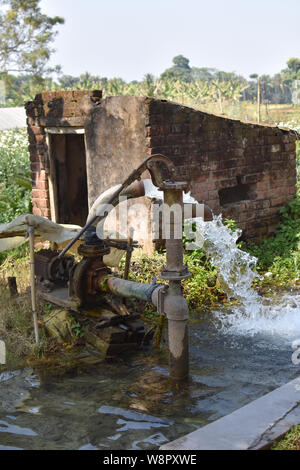 water supply shallow machine water pump supply farm land green flow ...