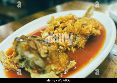 Shanghai squirrel fried fish, a common Chinese dish. Deep fried fish ...
