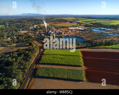Aerial of the Isis Sugar Mill during the sugar cane crushing season ...