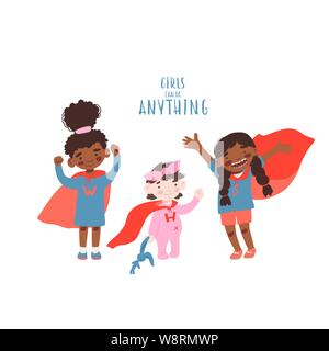 Super women, hero girl, feminism icon, female cartoon power character ...