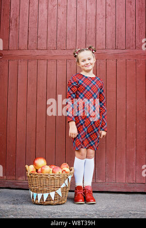 school girl. Schoolgirl on a red background portrait. A series of ...