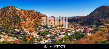 Bisbee, aerial view of Bisbee city in Arizona United States. Old West ...
