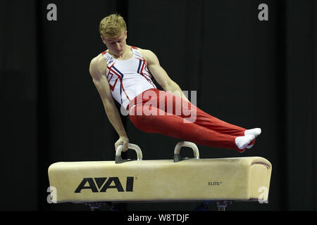 August 8, 2019: Gymnast Riley Loos from Technique competes during the ...