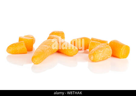 Lot of whole stale orange stale baby carrot baby flatlay isolated on ...
