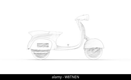 Vintage moped 3d rendering multiple views isolated in white studio ...