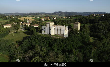 Aerial view of the castle of Leguigno / Casina, Reggio Emilia, Italy ...