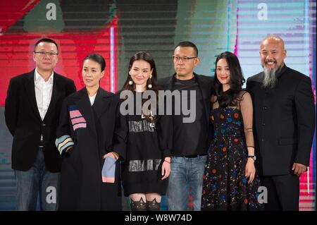 (From left) Chinese actor Wen Zhang, Hong Kong actor Kar Lok Chin ...