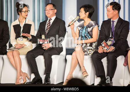 (From left) Chinese actress Tang Yixin, TV host Wang Han, actor Wu ...