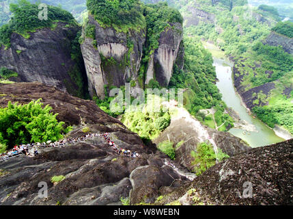 Wuyishan mountains in Fujian Province, China. View of DaWang Peak ...