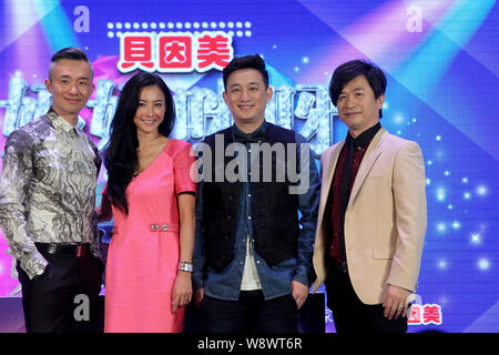 (From left) Chinese TV host Chen Lei, Hong Kong singer and actress ...