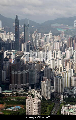 View of the Kingkey 100 Tower, tallest, Shun Hing Square Building ...