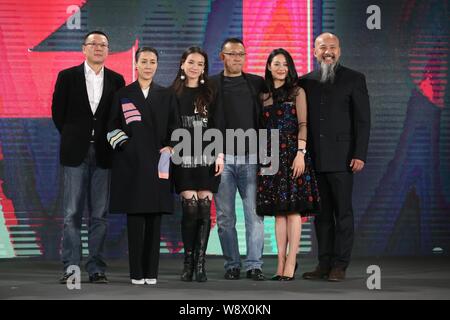 (From left) Chinese actor Wen Zhang, Hong Kong actor Kar Lok Chin ...