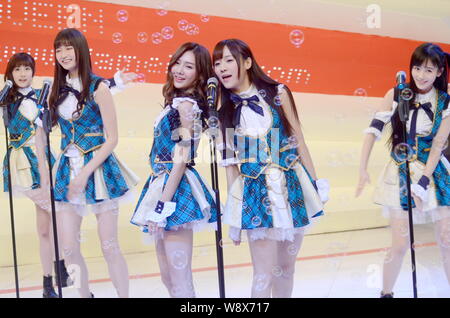 Members of Chinese idol group SNH48 perform during an episode of Hunan ...