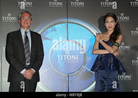 Hong Kong actress Sharon Chan poses on the red carpet for the 2014 TVB ...